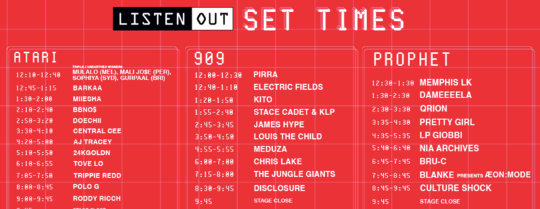Here Are The Official Set Times For Listen Out Sydney | lifewithoutandy